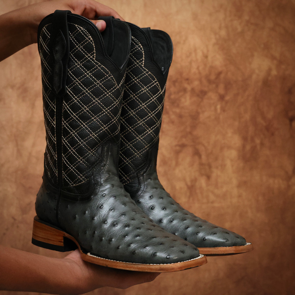 Grey Ostrich Leather Boots - Square Toe – Texas Boot Ranch