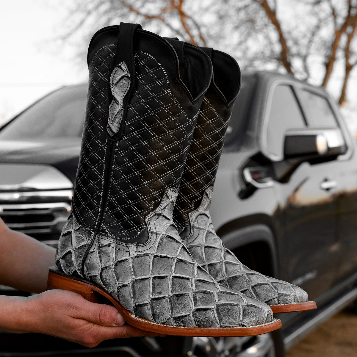 Eclipse Pirarucu Leather Boots - Square Toe – Texas Boot Ranch