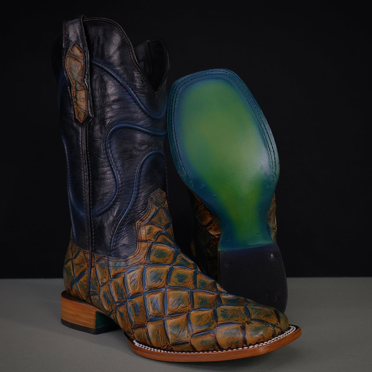 Men’s Honey Pirarucu Leather Boots — Square Toe – Texas Boot Ranch