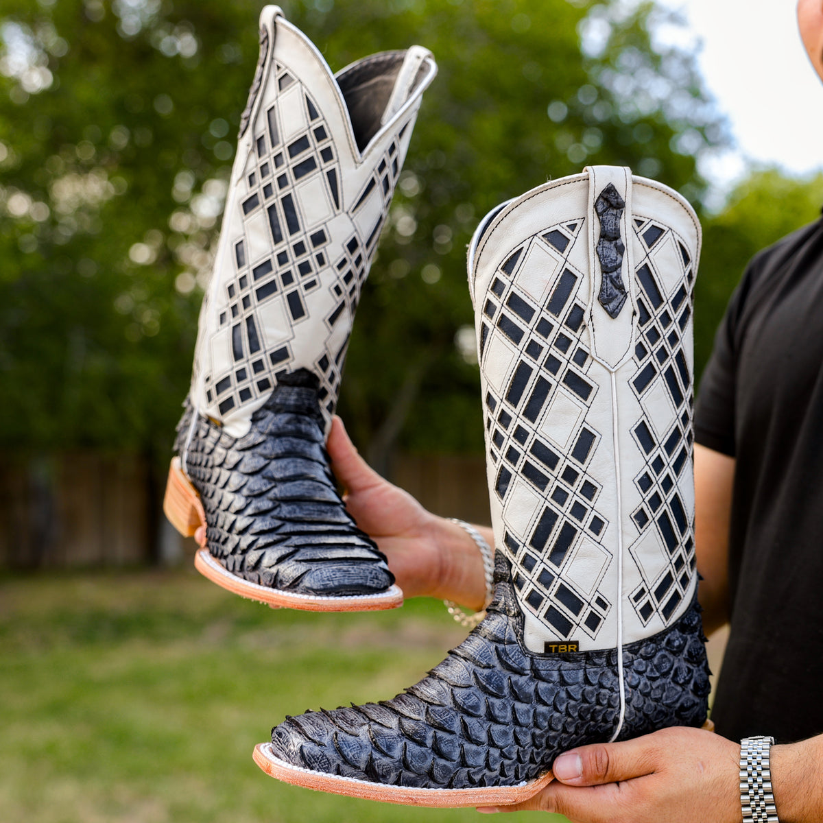 Blue Jean Python Leather Boots - Square Toe – Texas Boot Ranch