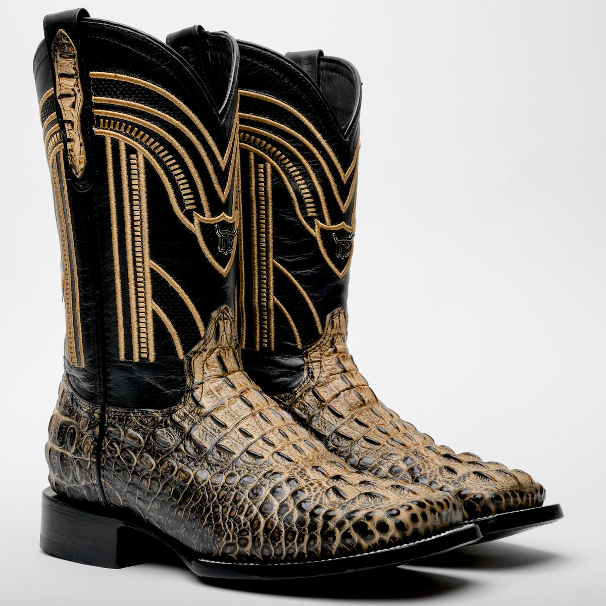 Orix Two-Tone Caiman Neck Leather Boots - Square Toe – Texas Boot Ranch