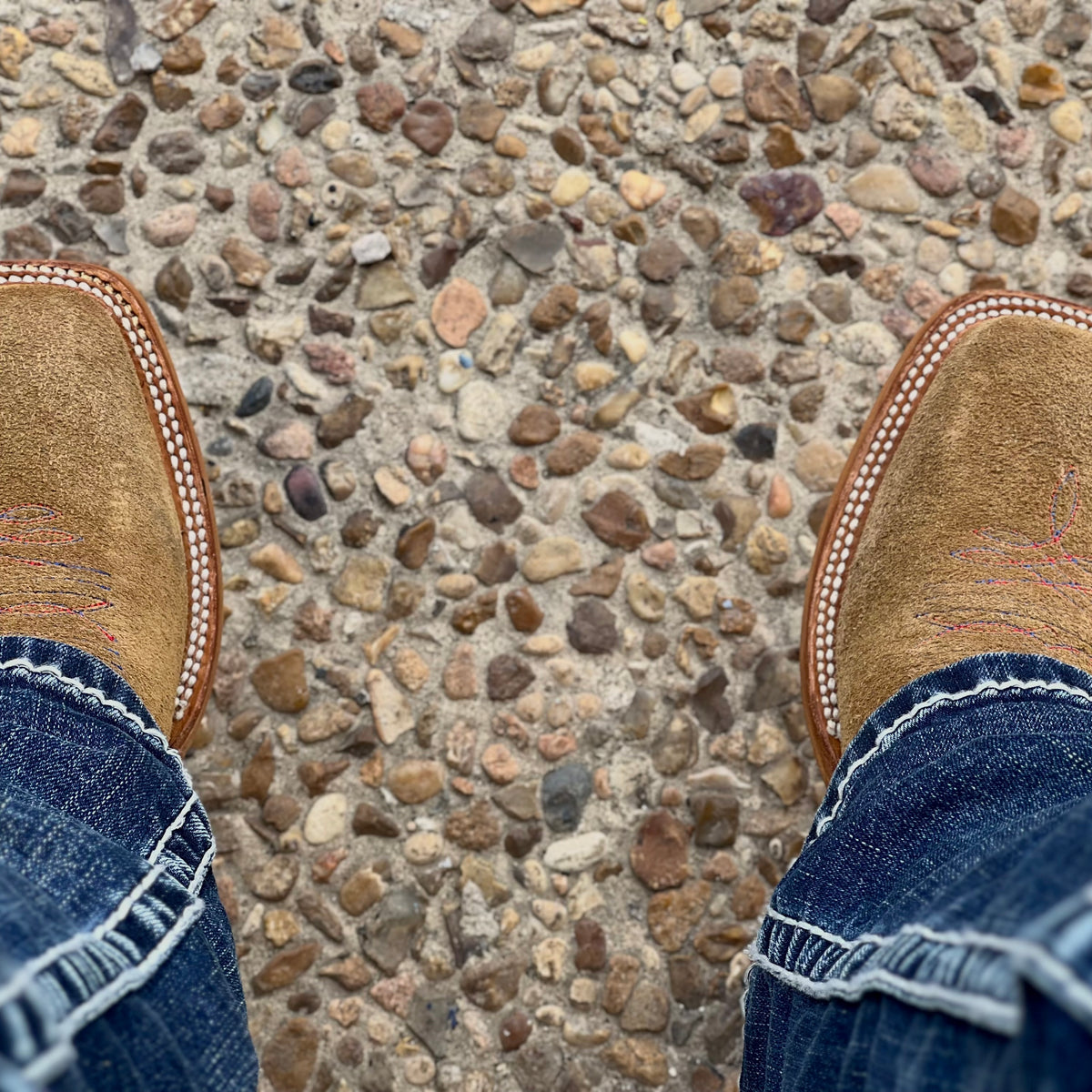 Men’s Honey Rough-Out Boots With Navy Blue Shaft – Texas Boot Ranch