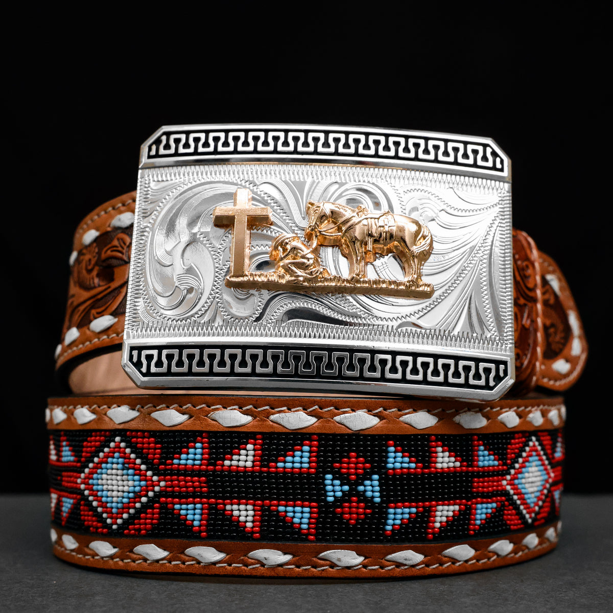 2 Inch Hand-Tooled Artesanal Beaded Leather Belt – Texas Boot Ranch