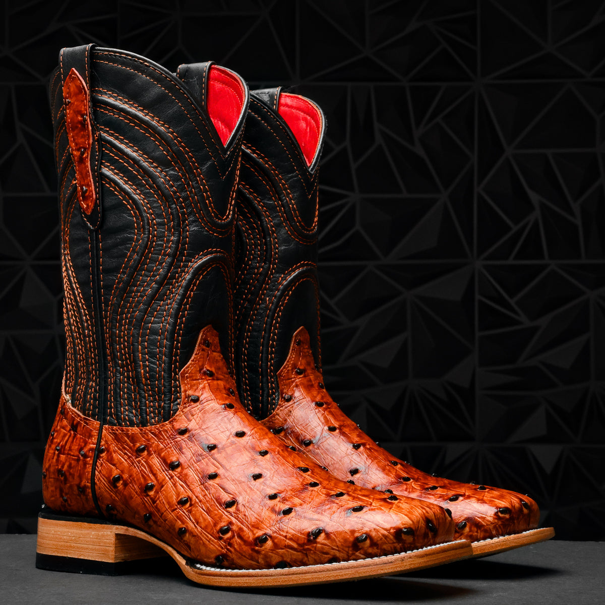 Cognac Ostrich Leather Boots - Square Toe – Texas Boot Ranch
