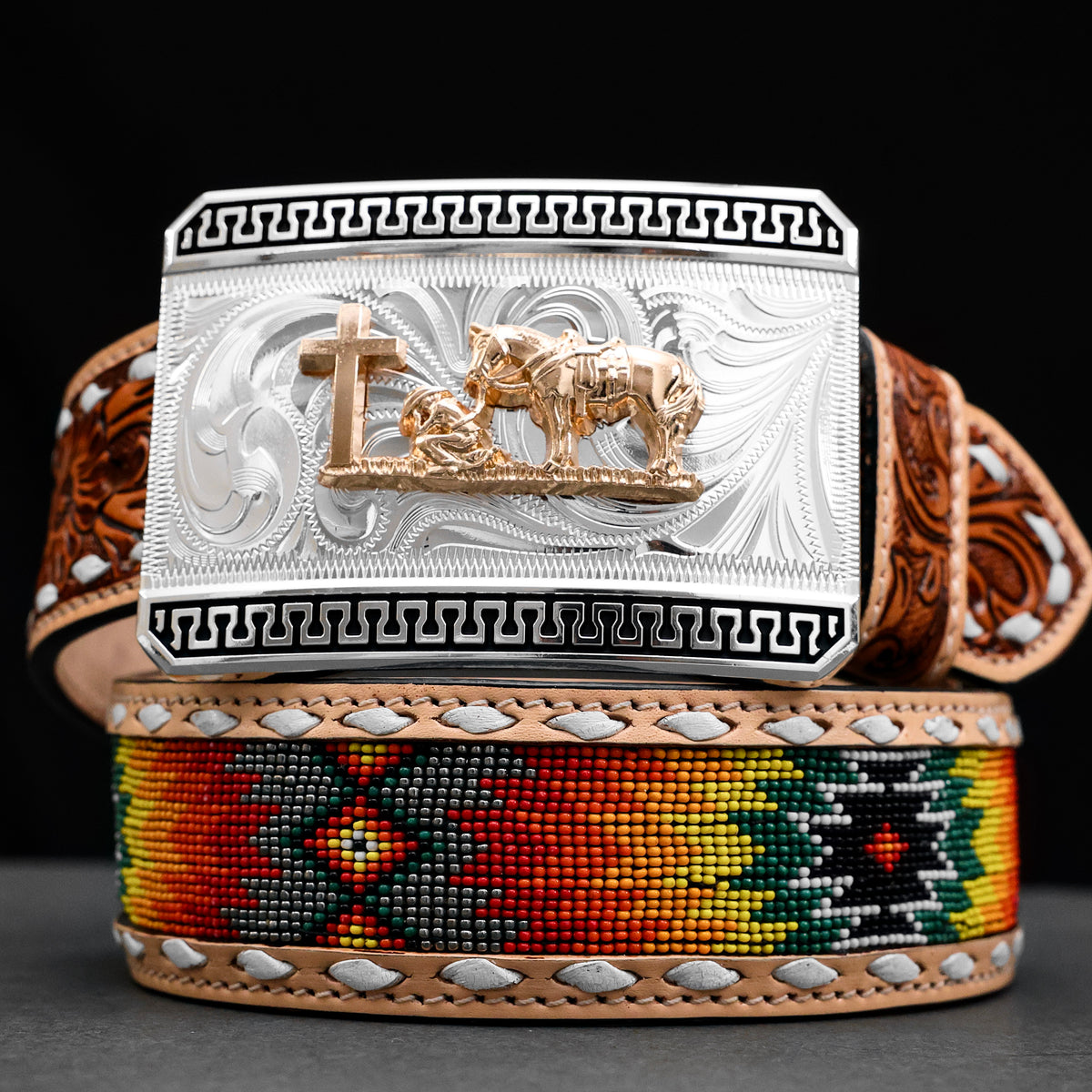 2 Inch Hand-Tooled Artesanal Beaded Leather Belt – Texas Boot Ranch
