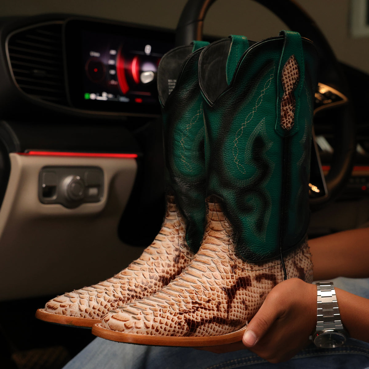 Natural Desert Python Leather Boots - Square Toe – Texas Boot Ranch