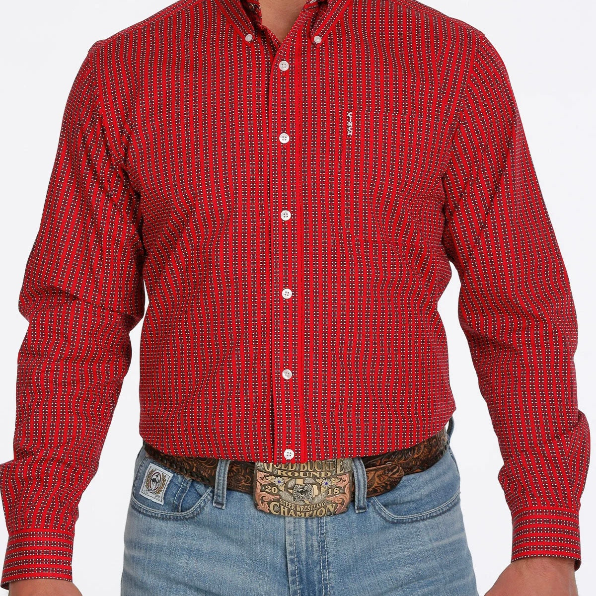 Men’s Cinch Modern Fit Red With Navy Blue – Texas Boot Ranch