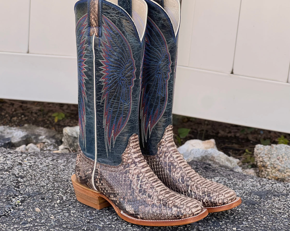 Men’s Genuine Orix Color Python With Dark Blue Shaft – Texas Boot Ranch