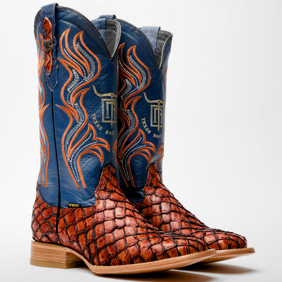 Cognac Mini Pirarucu Leather Boots - Square Toe – Texas Boot Ranch
