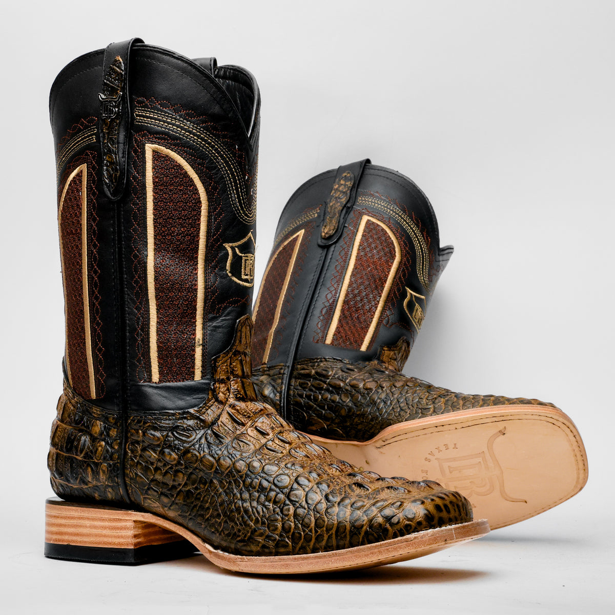Honey Caiman Neck Leather Boots - Square Toe – Texas Boot Ranch