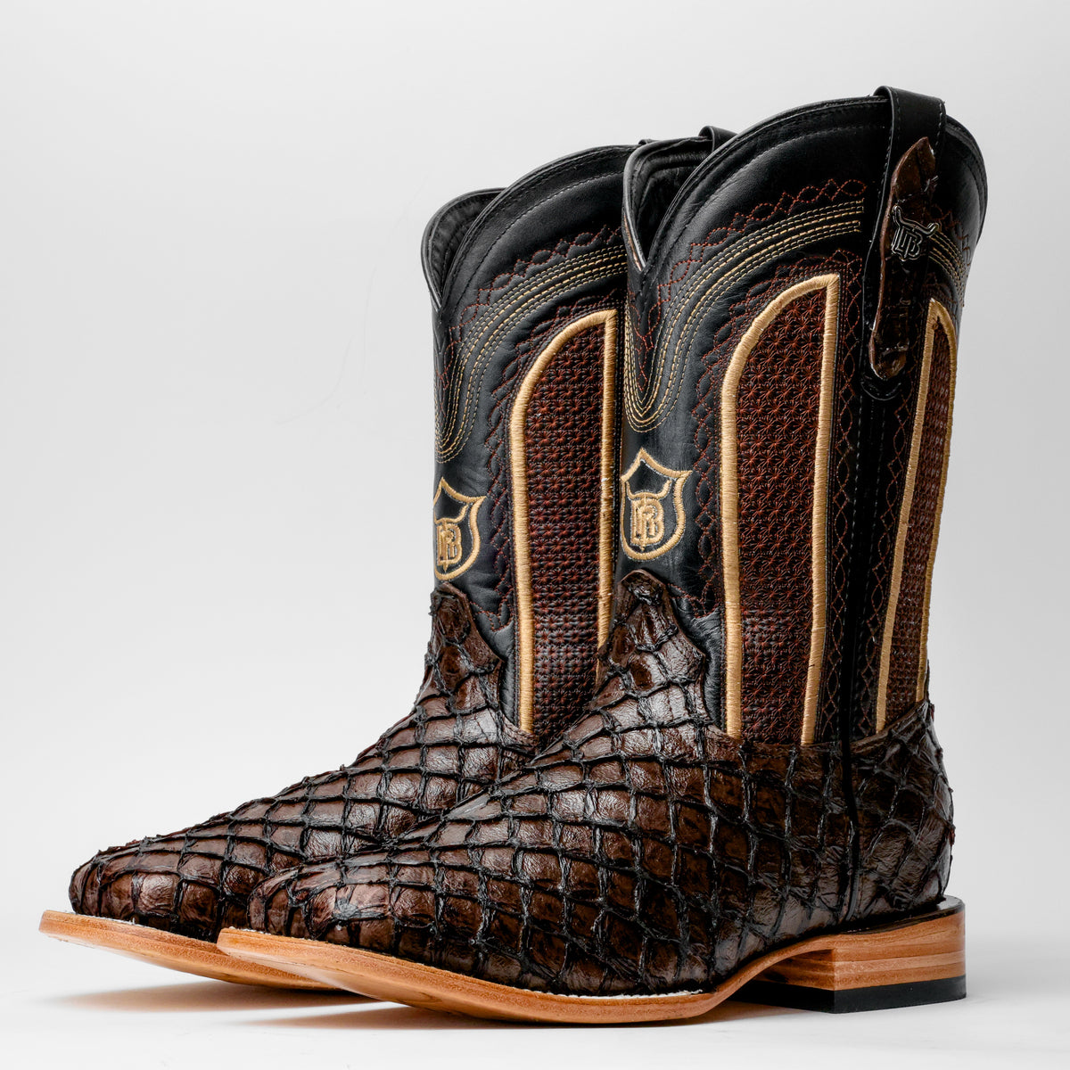 Brown Mini Pirarucu Leather Boots - Square Toe – Texas Boot Ranch