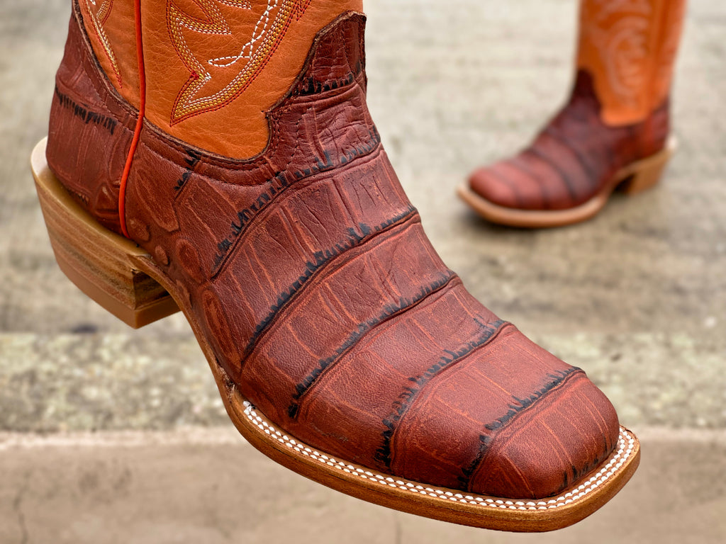 Men’s Cognac Crocodile Belly Buckaroo Western Boot – Texas Boot Ranch