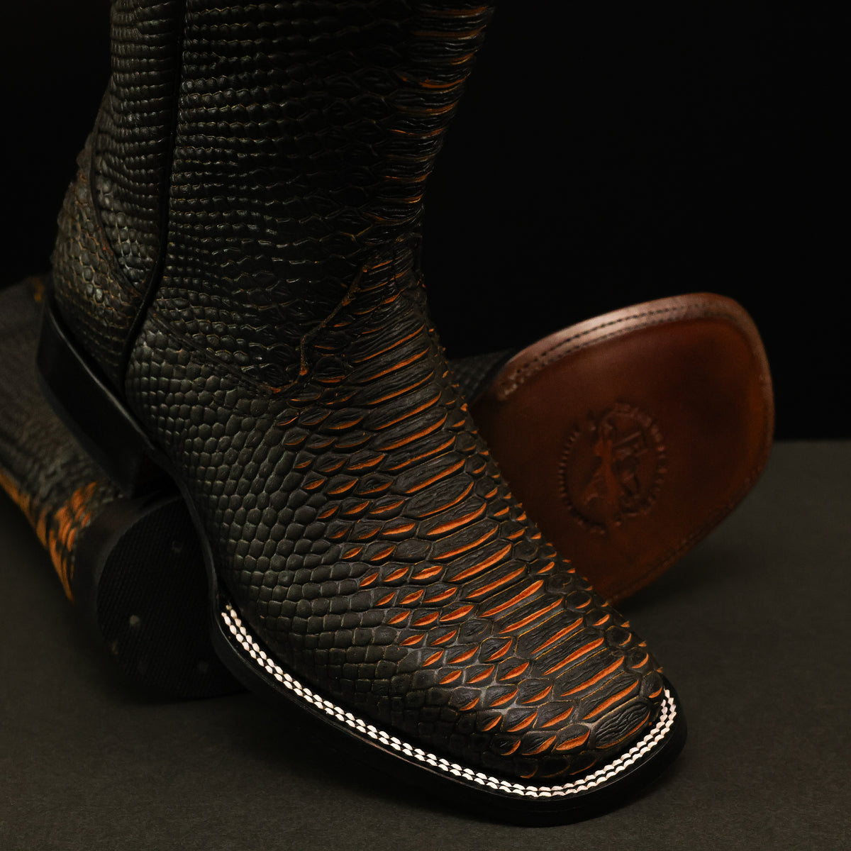 Matte Black Python Leather Boots - Square Toe – Texas Boot Ranch