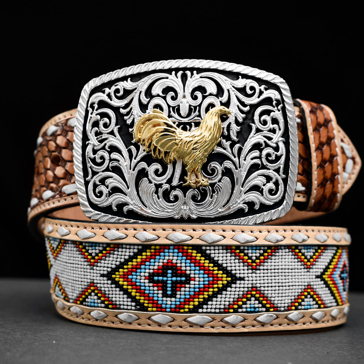 2 Inch Hand-Tooled Artesanal Beaded Leather Belt – Texas Boot Ranch