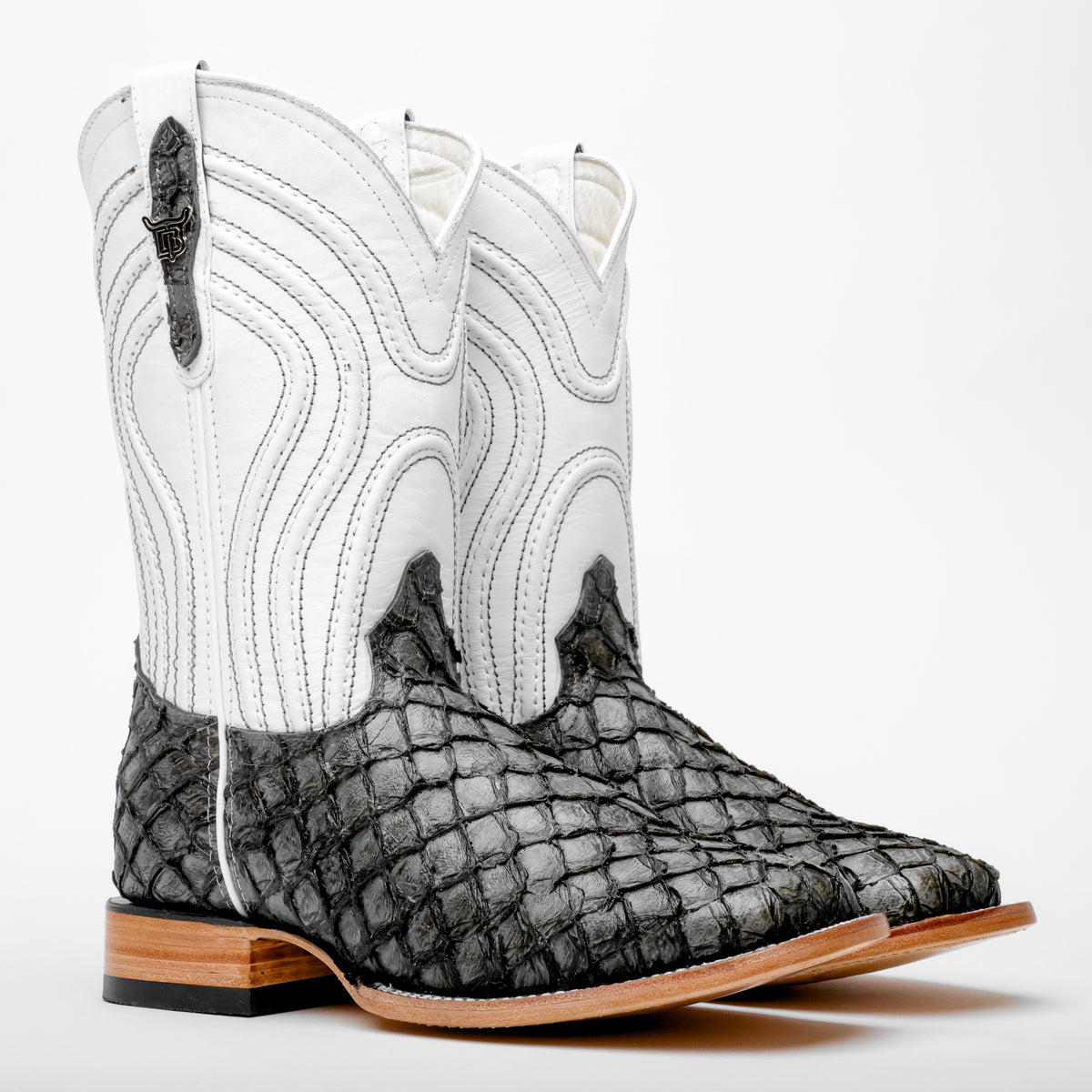 Grey Mini Pirarucu Leather Boots - Square Toe – Texas Boot Ranch