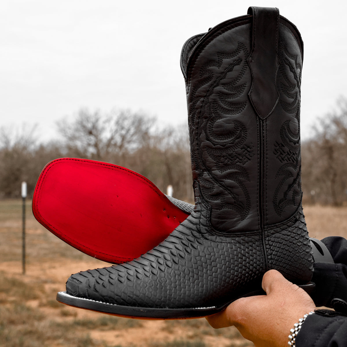 Matte Black Python Leather Boots - Square Toe – Texas Boot Ranch