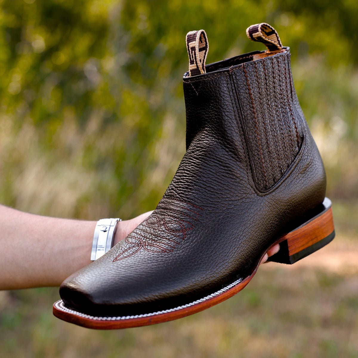 Chocolate Brown Leather Botin - Square Toe – Texas Boot Ranch