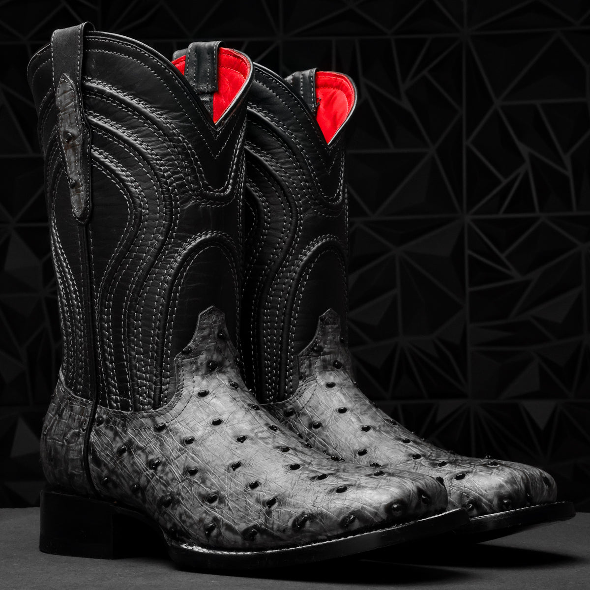 Grey Ostrich Leather Boots - Square Toe – Texas Boot Ranch