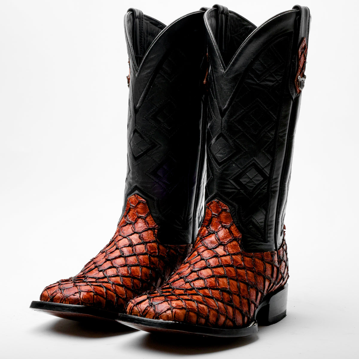 Cognac Mini Pirarucu Leather Boots - Square Toe – Texas Boot Ranch