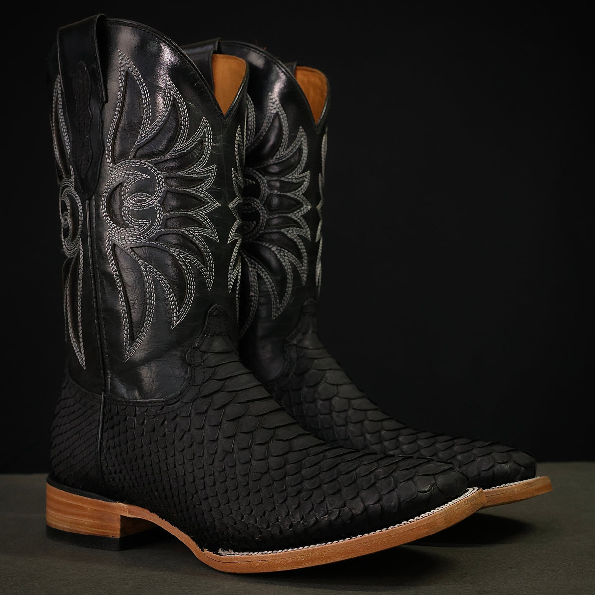 Black Genuine Python Boots - Square Toe – Texas Boot Ranch