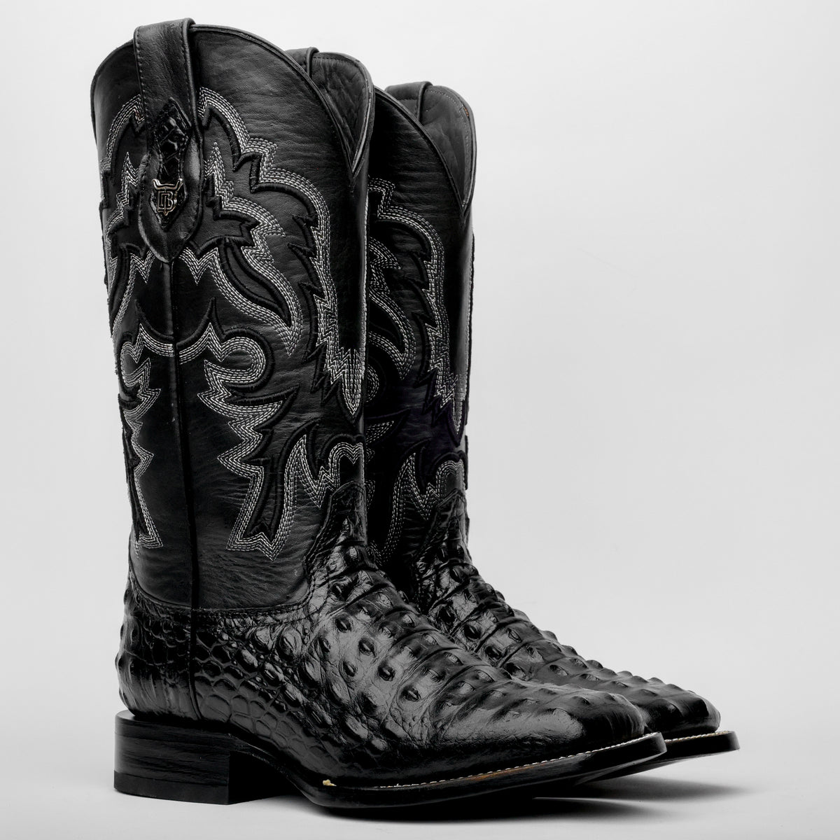 Black Caiman Hornback Leather Boots - Square Toe – Texas Boot Ranch