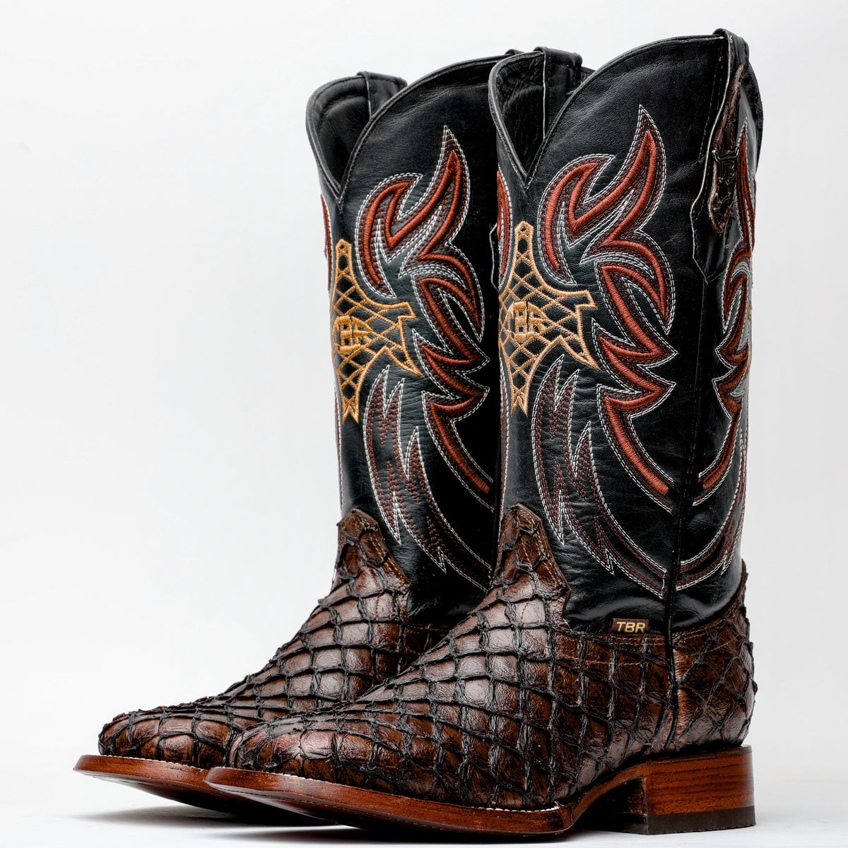 Brown Mini Pirarucu Leather Boots - Square Toe – Texas Boot Ranch