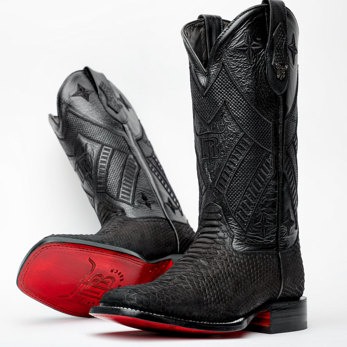 Matte Black Python Leather Boots - Square Toe – Texas Boot Ranch