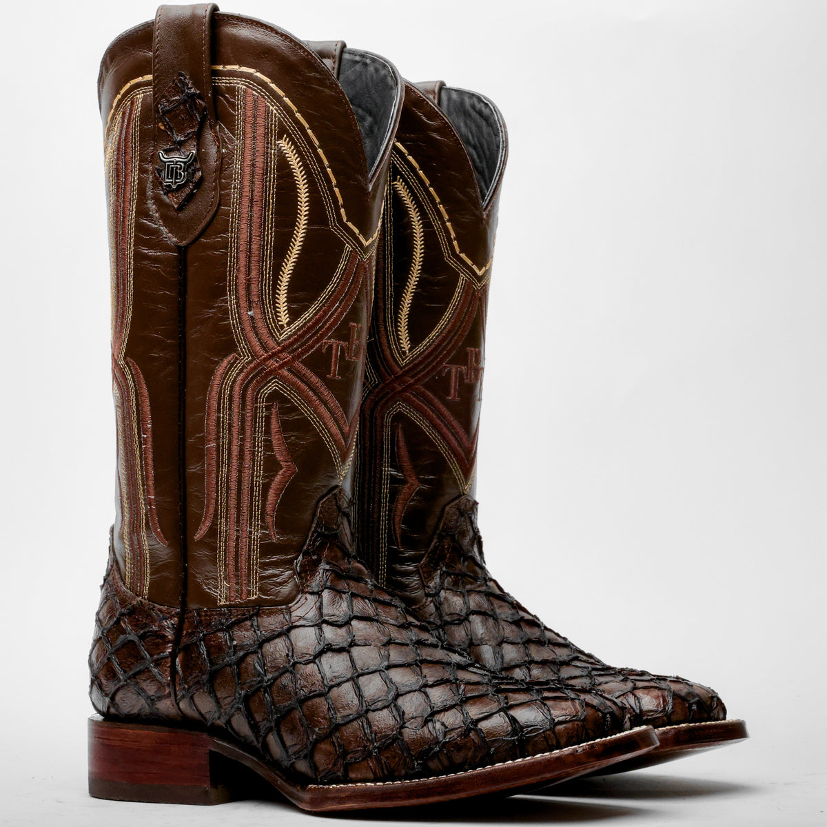 Chocolate Brown Mini Pirarucu Leather Boots - Square Toe – Texas Boot Ranch