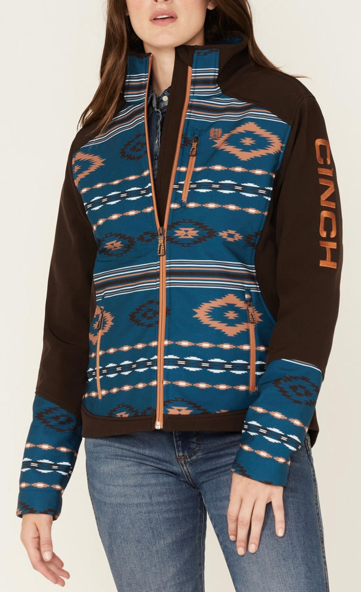 Cinch Women’s Brown With Blue Aztec Print – Texas Boot Ranch